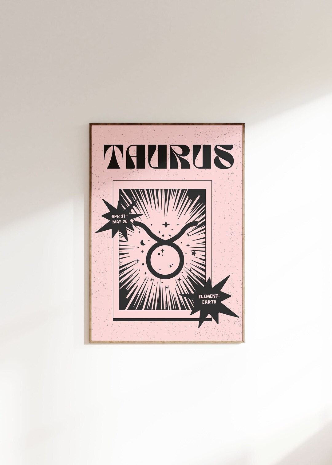 Taurus Poster, Taurus Retro Zodiac Wall Print, Retro Wall Decor ...