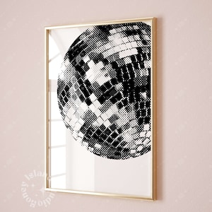 Disco Ball Print, Funky Prints, Groovy Posters, Dorm Room Decor, Black ...