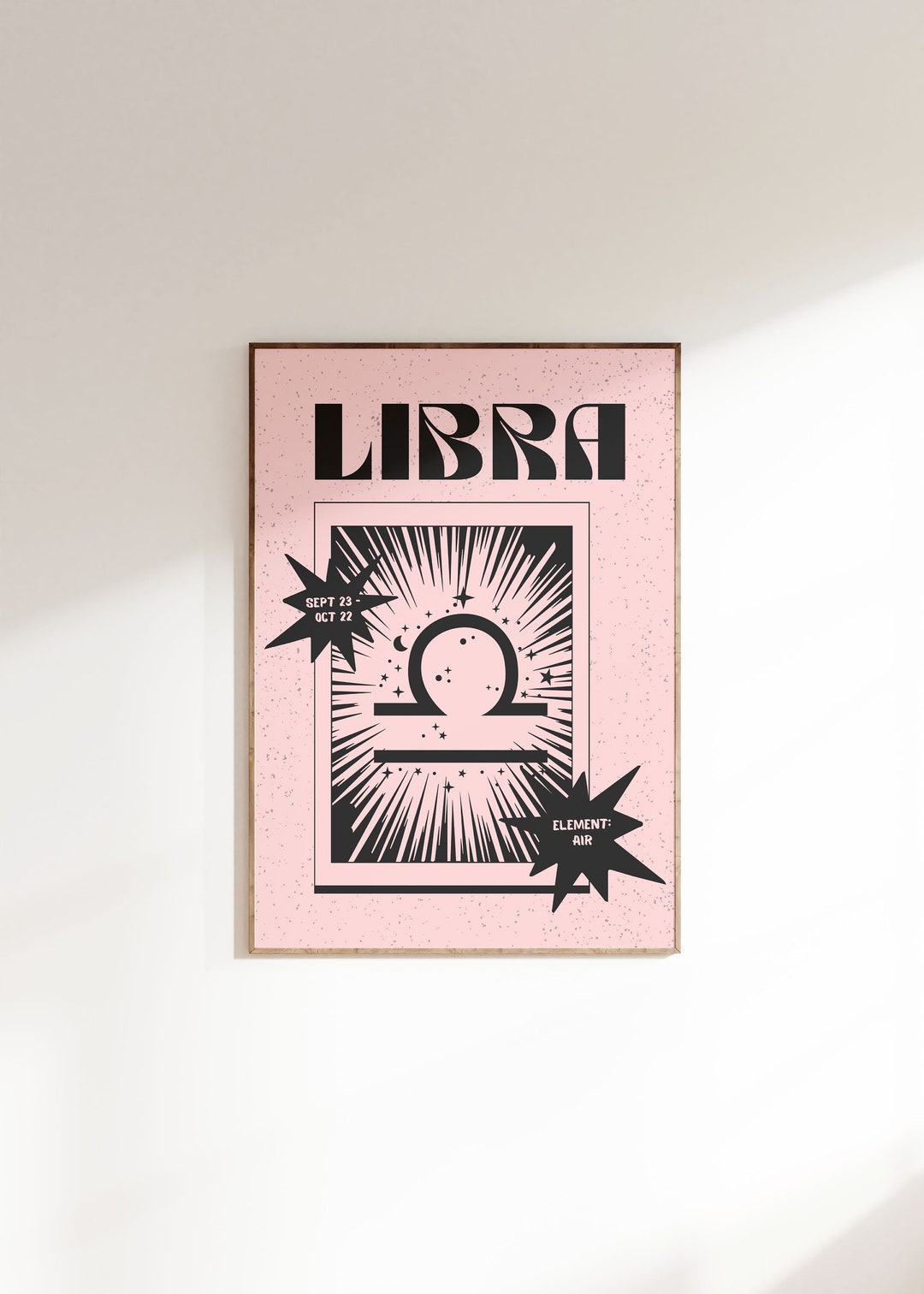 Libra Poster, Zodiac Print, Retro Wall Decor, Digital Download Print ...