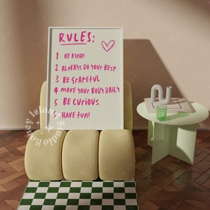 Pink Rules Print, Trendy Bar Cart Decor (digital Download) - Etsy