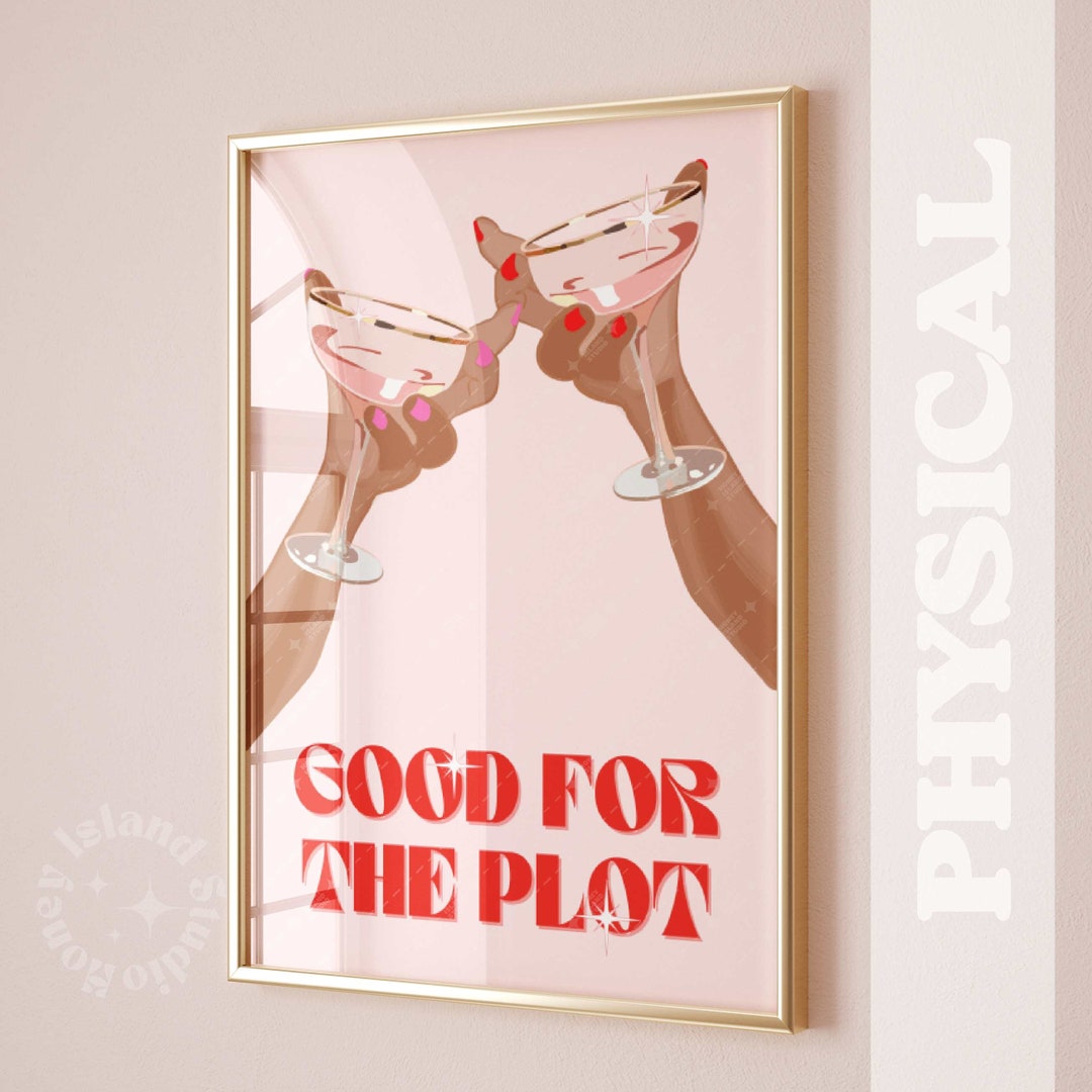 Pink Champagne Toast Print, Trendy Bar Cart Wall Art - Etsy