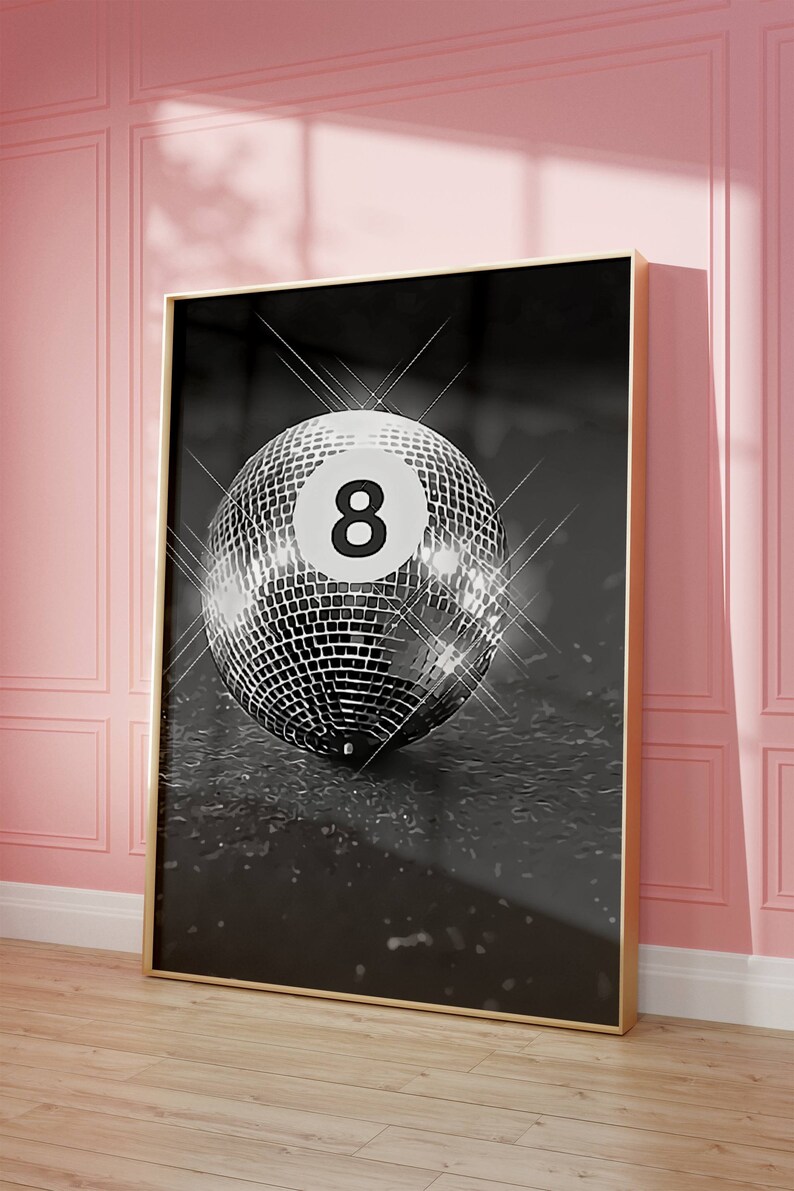 8 Ball Disco Ball Print, Game Room Retro Wall Art (digital Download) - Etsy
