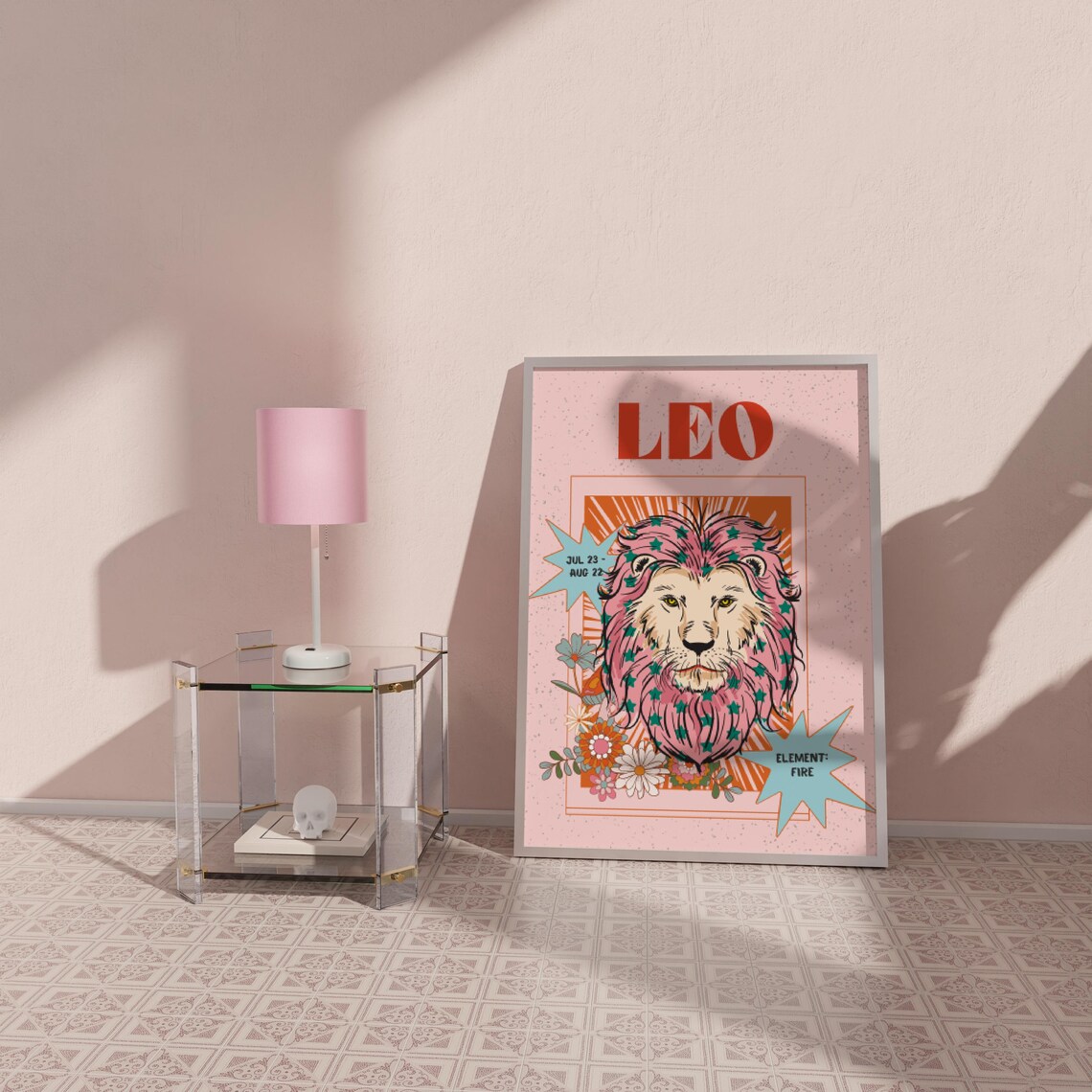 Leo Poster Leo Zodiac Star Sign Print Retro Wall Decor - Etsy