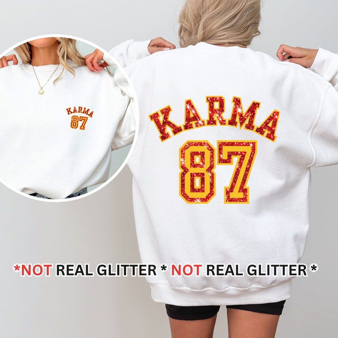 Karma 87 Crewneck Women Sweatshirt, Trendy Karma 87 Kansas, Yellow Red ...