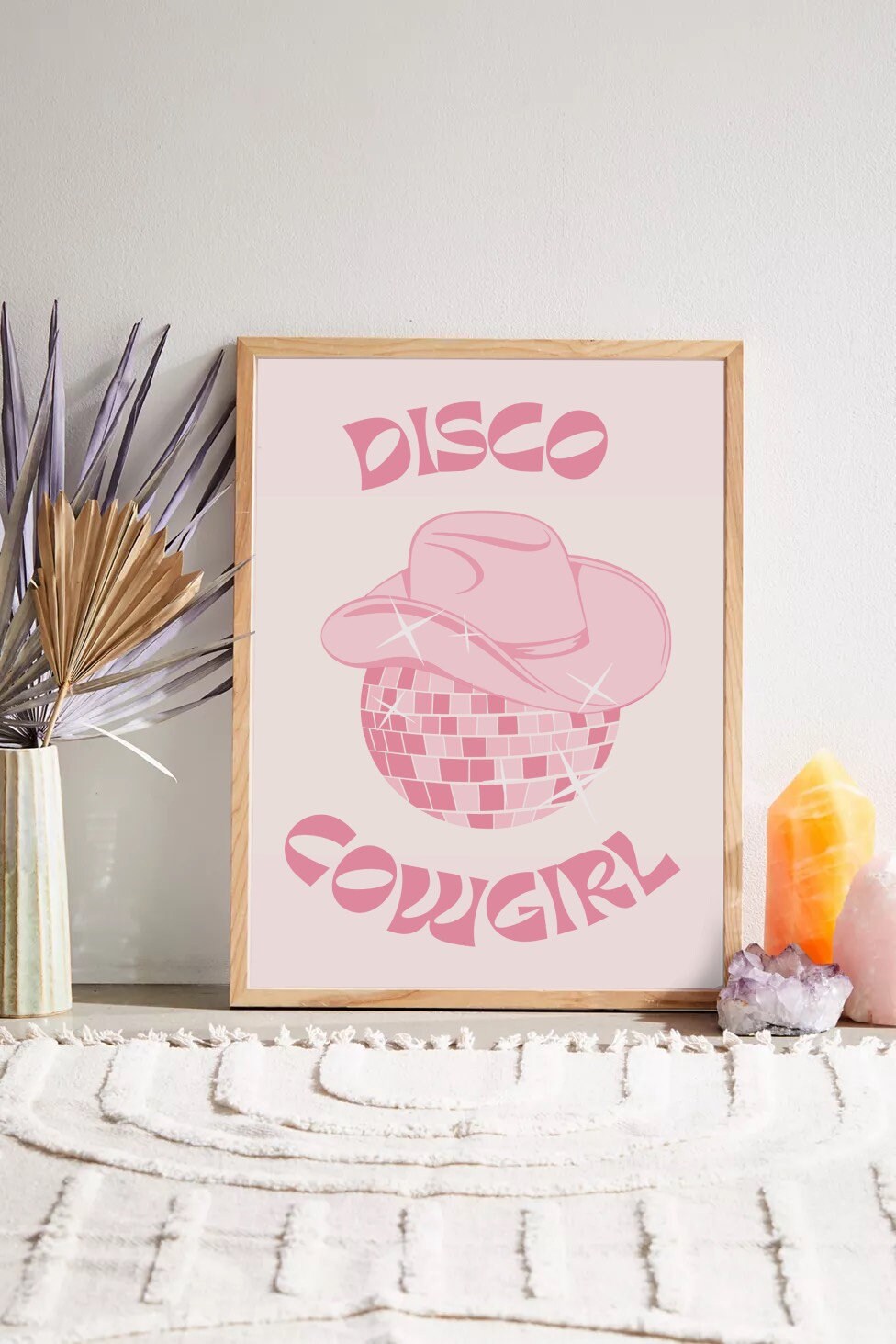 Disco Cowgirl Print Pink Cowboy Hat Printable Wall Art - Etsy
