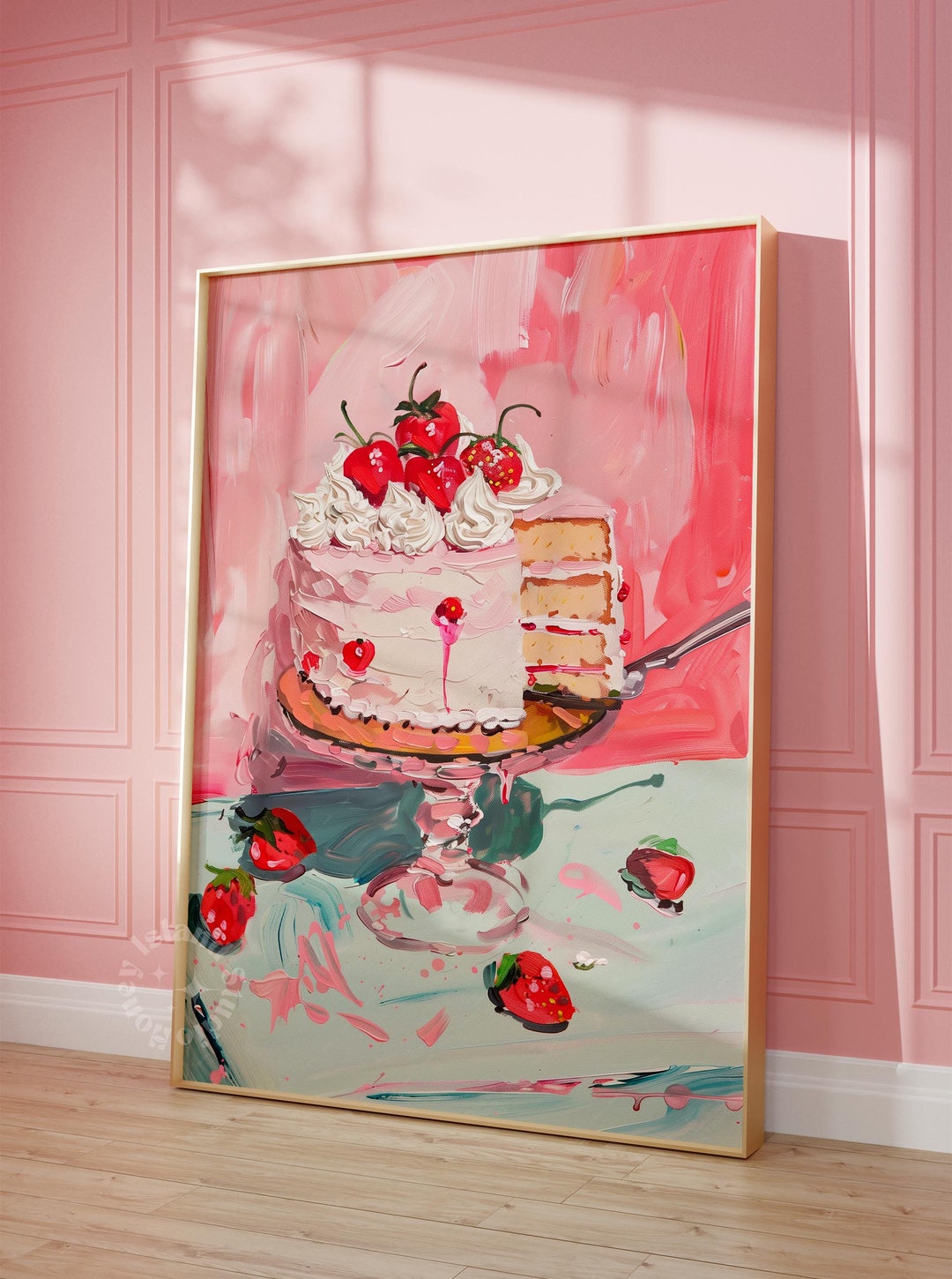 Retro Cake Wall Art Vintage Cake Kitchen Print Pretty Decor Cake ...