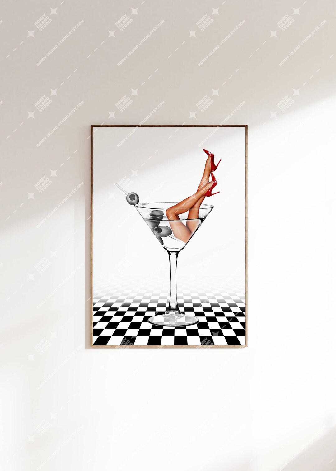 Retro Funky Martini Cocktail Print Martini Stiletto Cocktail - Etsy
