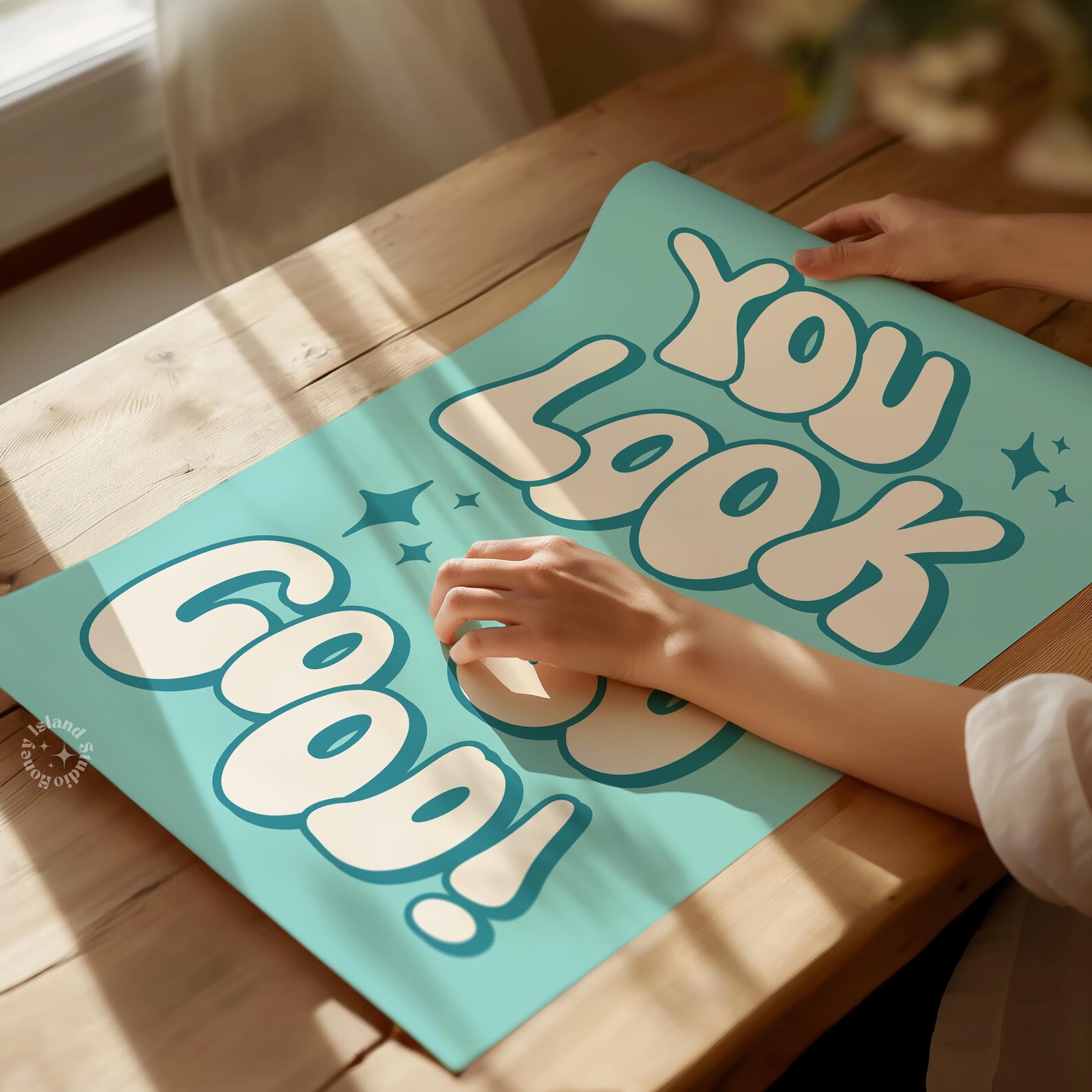 You Look so Good Print: Turquoise Blue 70s Retro Decor (UNFRAMED) - Etsy