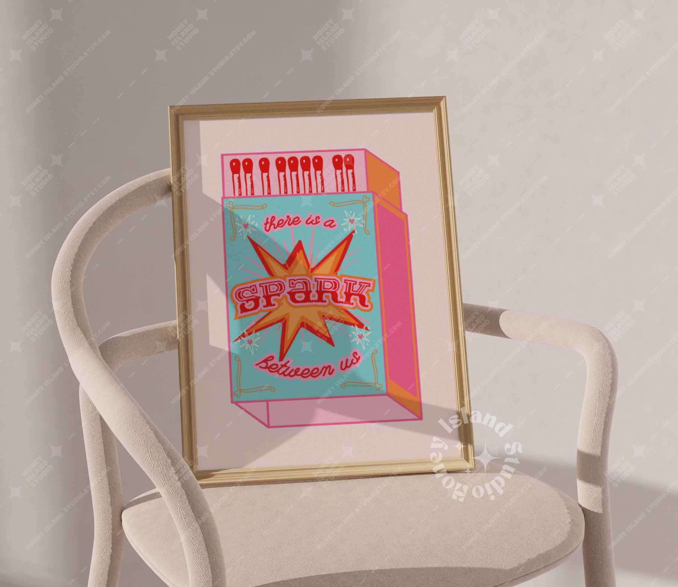 Perfect Match Print Print, There is a Spark Between Us, Retro Wall Art ...