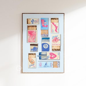 Vintage Matchbox Print, Preppy Dorm Decor, Funky Aesthetic Print for ...