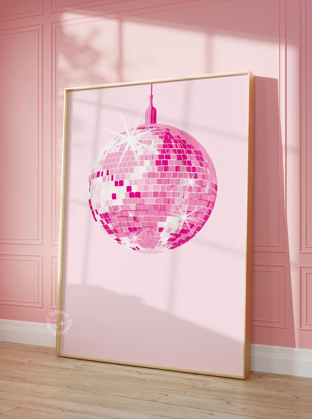 Disco Ball Pink Wall Art, Pink Disco Ball Poster, Pink Wall Decor, Hot ...
