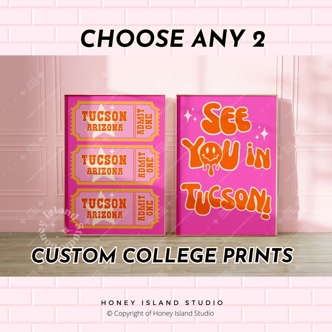 Custom College Prints, Set of 2, Choose Any 2, Preppy Dorm Decor ...