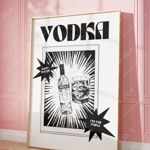 Vodka Black White Print, Retro Vodka Poster, Vodka Trendy Wall Art ...