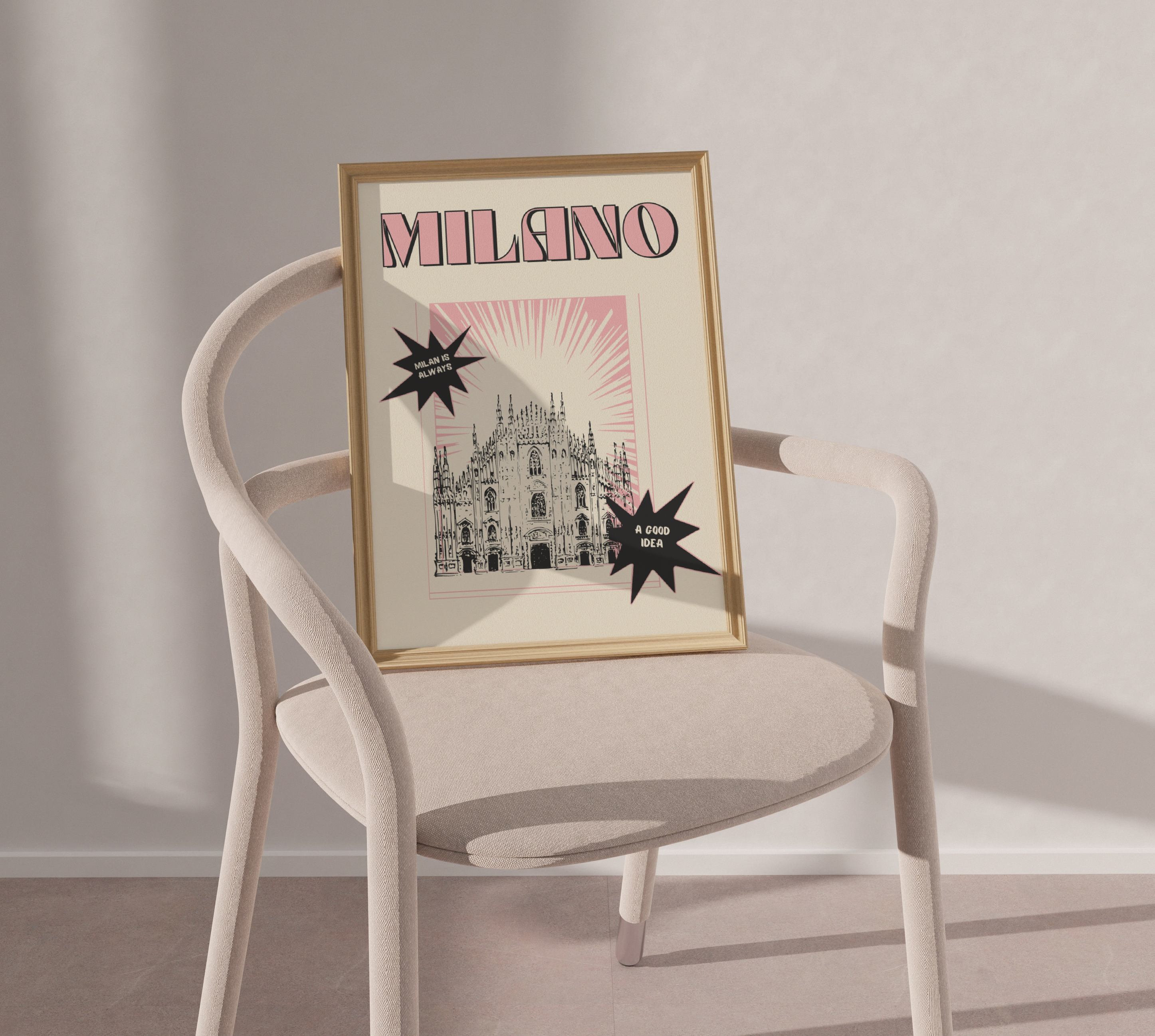 Retro Milano Travel Poster, Pink Girly Italy Print (digital Download ...