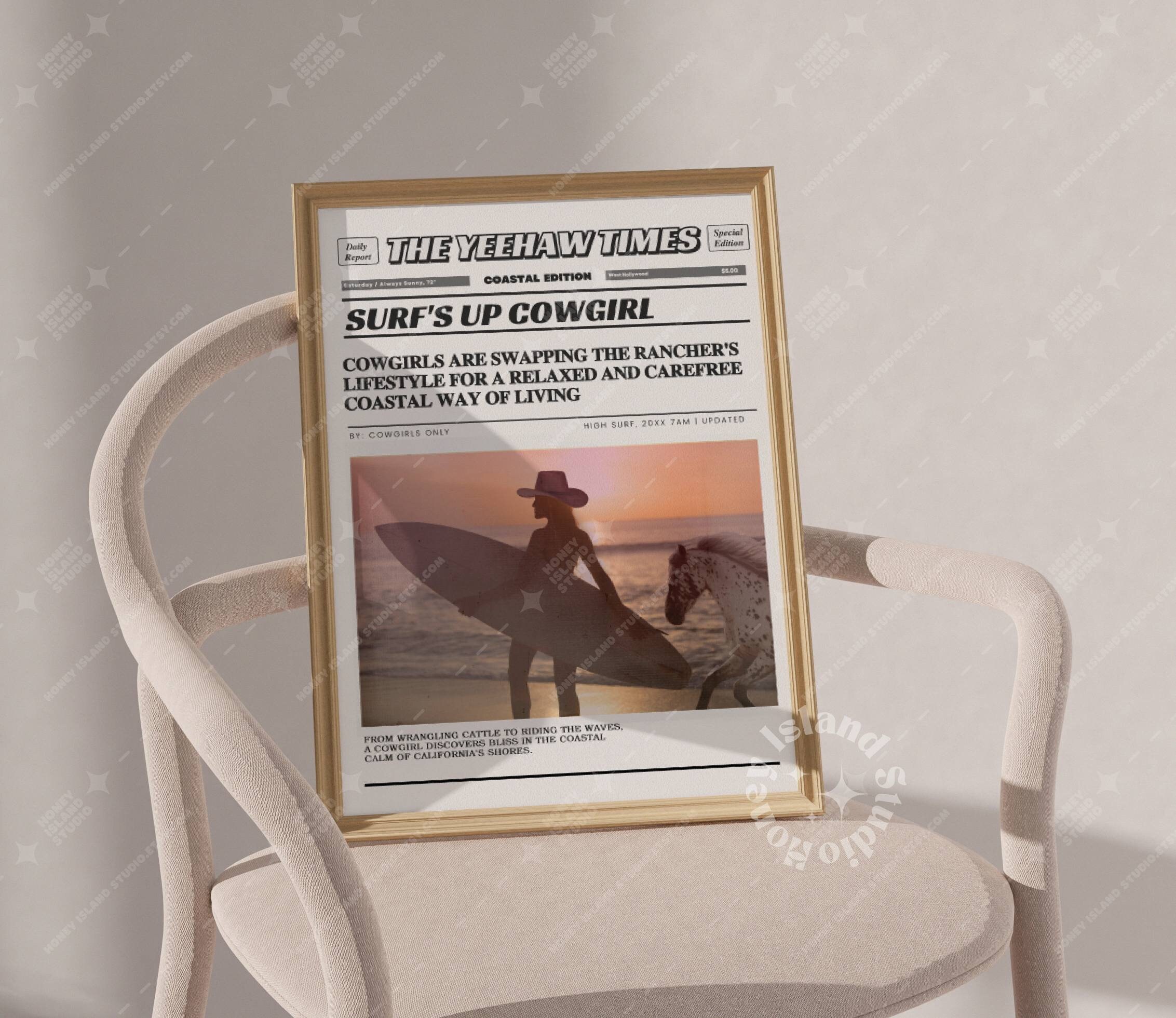 Coastal Cowgirl Newspaper Print, Western Wall Art - Etsy