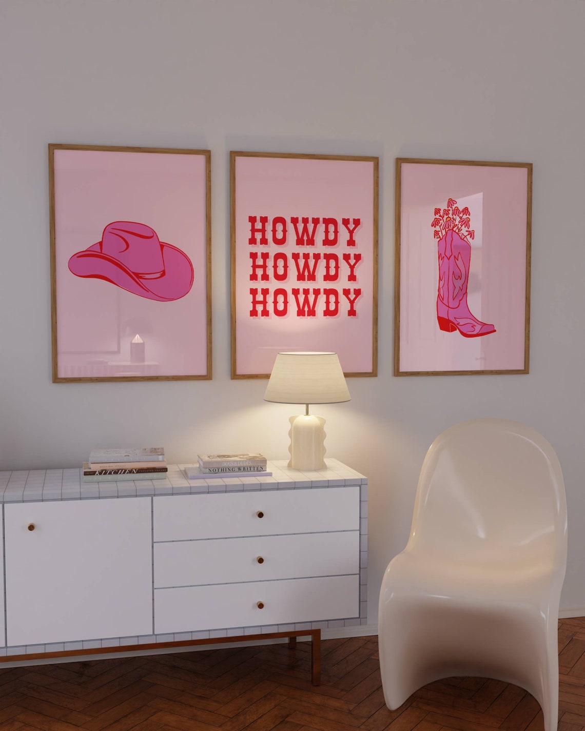 Howdy Set of 3 Pink Western Prints Printable Wall Art - Etsy
