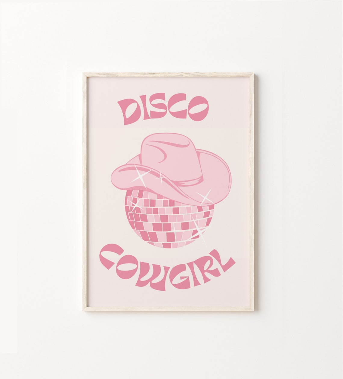 Disco Cowgirl Print Pink Cowboy Hat Printable Wall Art - Etsy