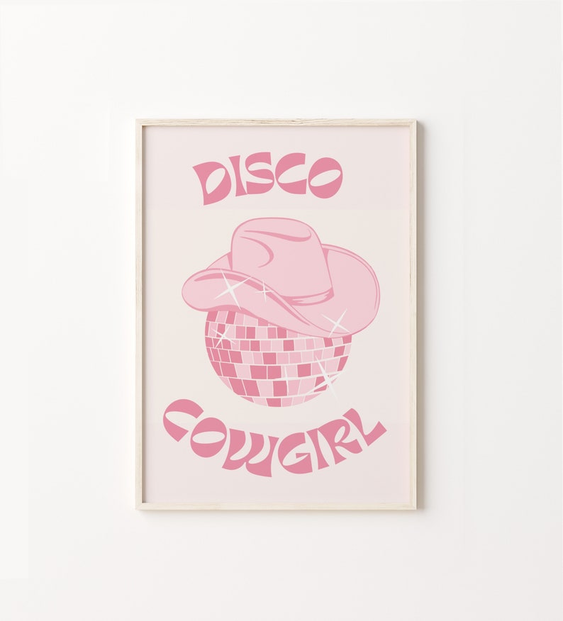 Disco Cowgirl Print Pink Cowboy Hat Printable Wall Art - Etsy
