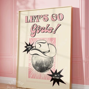 Lets Go Girls Print, Disco Cowgirl Poster, Retro Wall Art, Dorm Decor ...