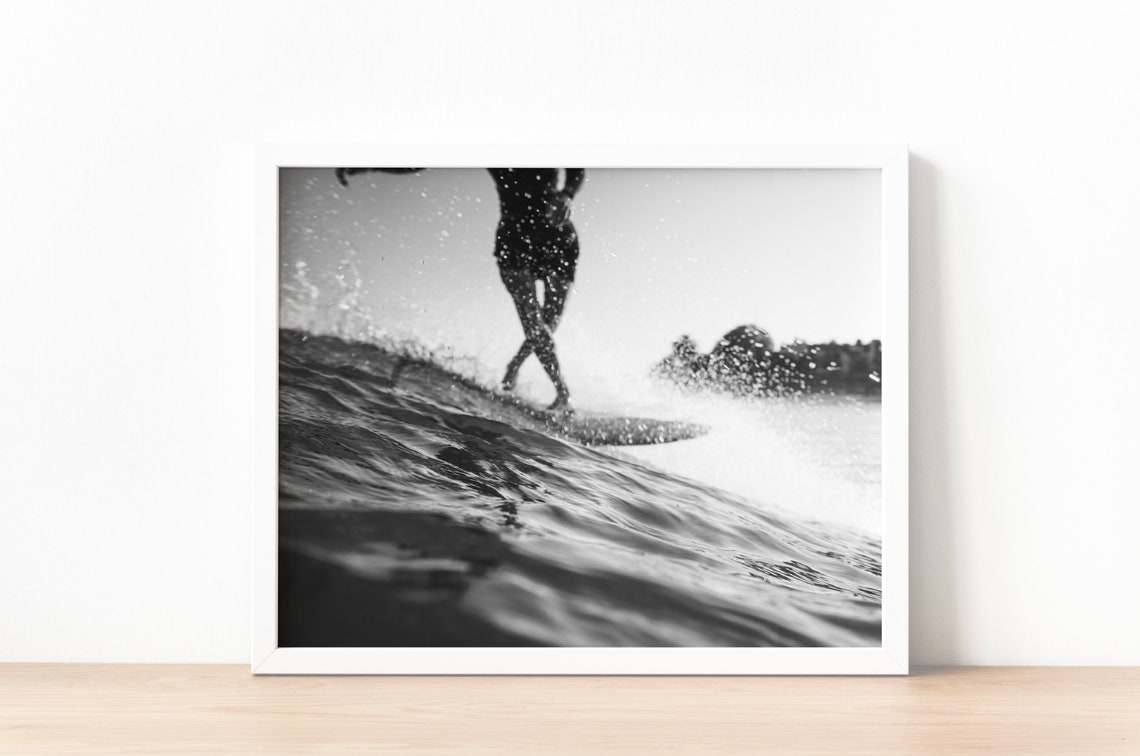 Longboard Surfer Black White Poster Print Downloadable Surf | Etsy