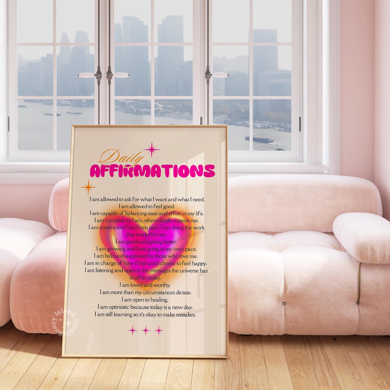 Daily Affirmations Preppy Print: Pink & Orange Dorm Decor (UNFRAMED) - Etsy