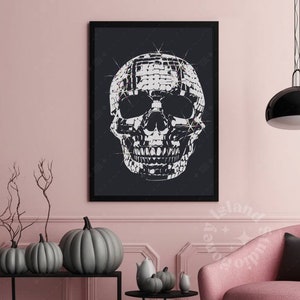 Halloween Wall Art , Disco Skeleton Bar Cart Wall Art, Halloween Decor ...