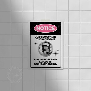 Trendy Dont Do Coke in the Bathroom Sign, Funny Restroom Decor, Warning ...