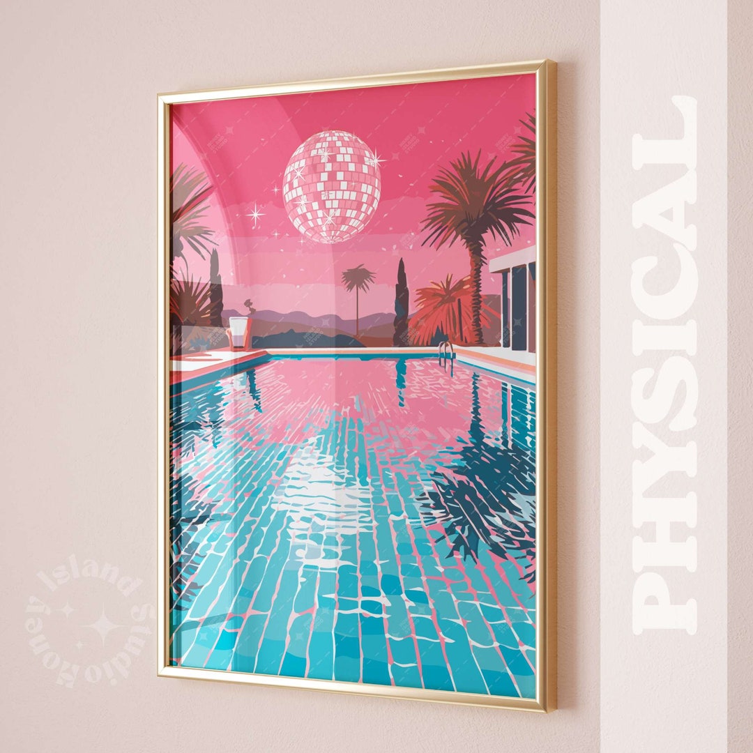 Disco Ball Wall Art, Pink Disco Ball, Disco Decor, Vintage Retro Print ...