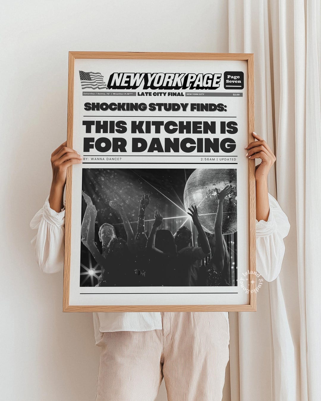 This Kitchen is for Dancing Print, Retro Newspaper Art (digital) - Etsy