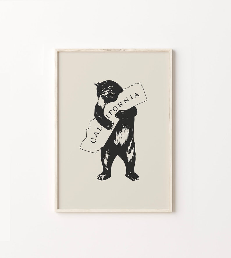 California Bear Hug Print California Bear Illustration - Etsy
