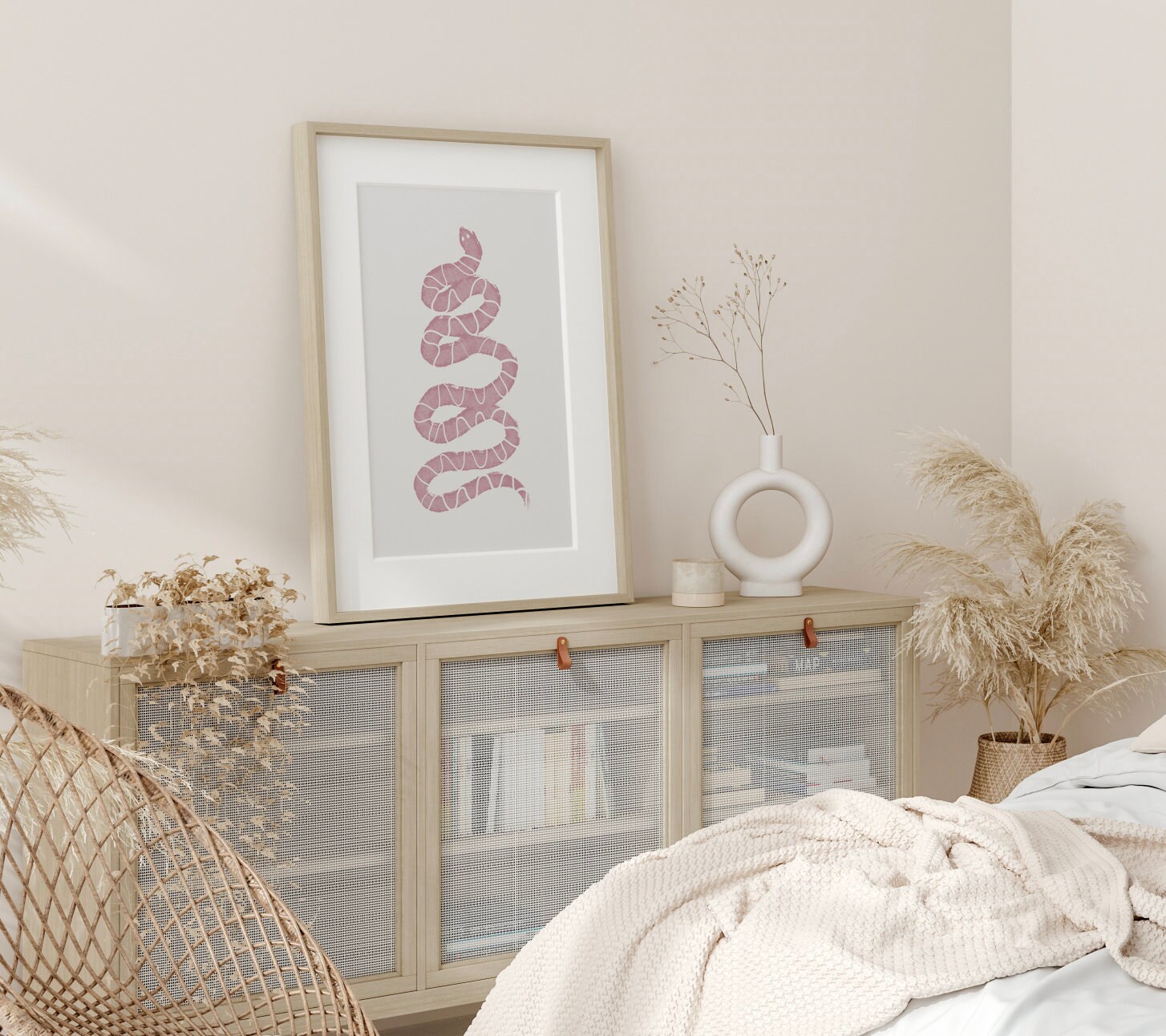 Pink Snake Print Boho Snake Wall Art Pink Serpent Poster - Etsy