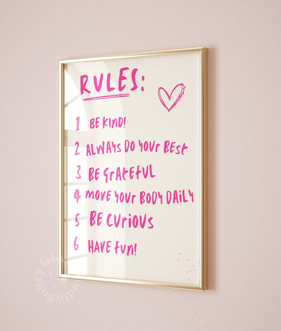 Rules Pink Print Bar Cart House Rules Trendy Aesthetics Preppy Art ...