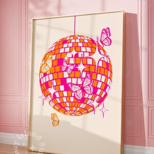 Pink Orange Wall Art, Set of 3 Prints Gallery, Preppy Funky Prints ...