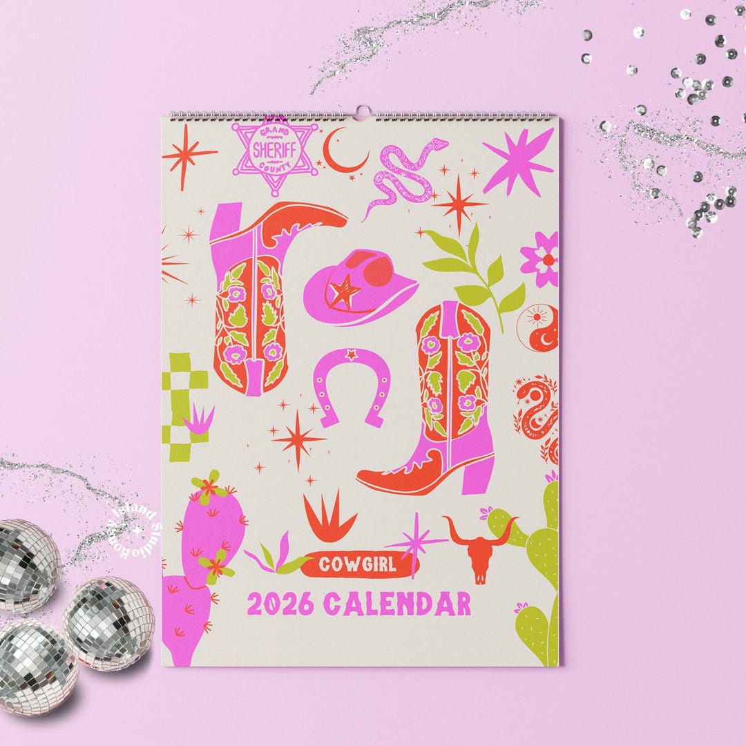 2026 Cowgirl Calendar, Preppy Dorm Decor (11x8.5) - Etsy