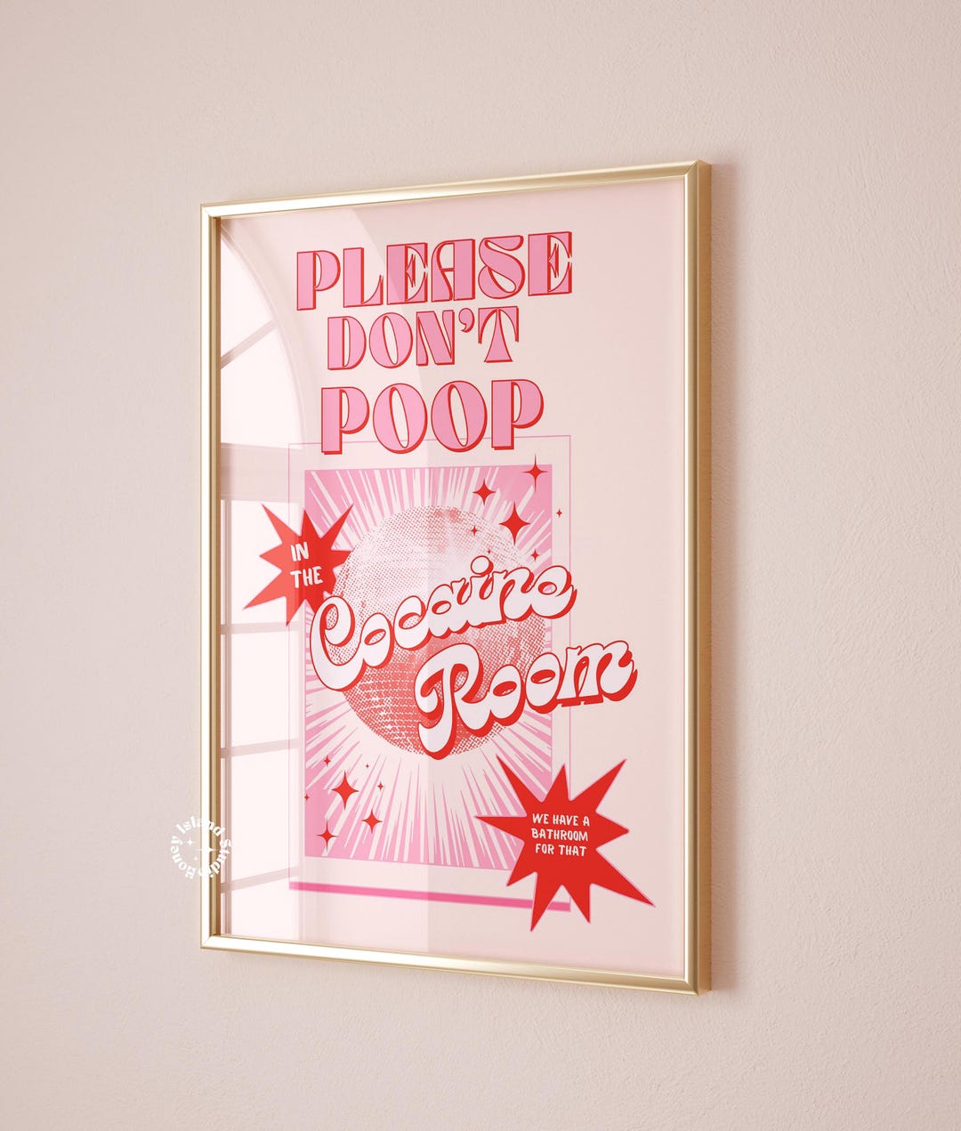 Please Don't Poop in the Coke Room Print, Funny Bathroom Decor, Pink ...