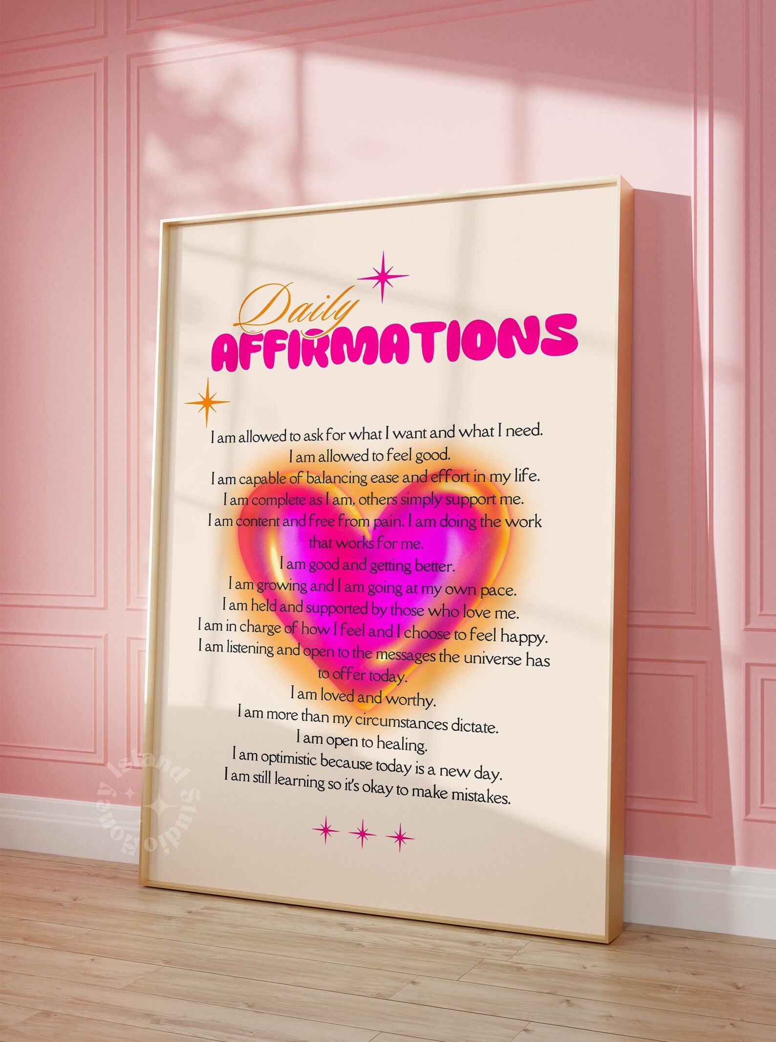 Daily Affirmations Preppy Print: Pink & Orange Dorm Decor (UNFRAMED) - Etsy