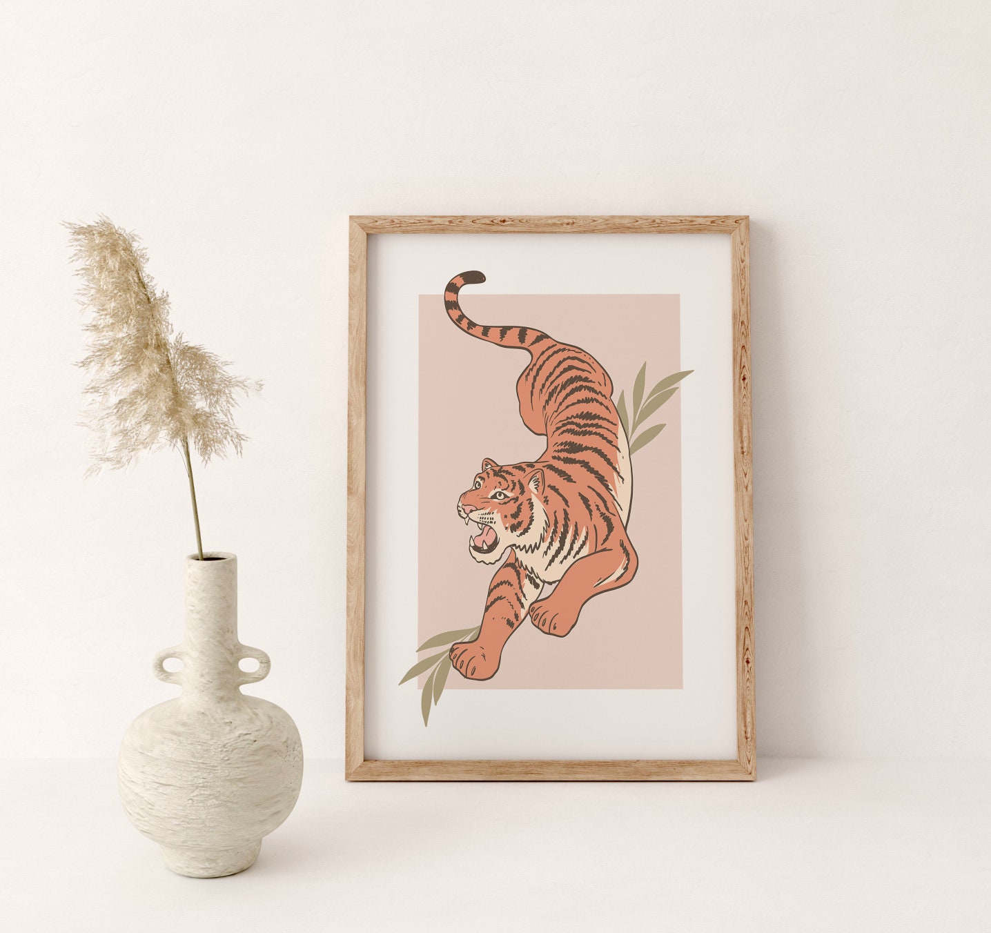 Tiger Printable Poster Boho Tiger Prints Burnt Orange Decor | Etsy