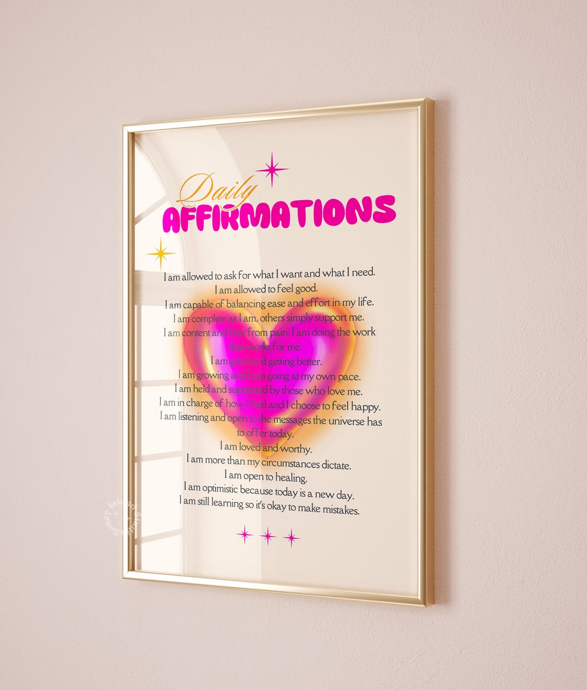 Daily Affirmations Preppy Print: Pink & Orange Dorm Decor (UNFRAMED) - Etsy