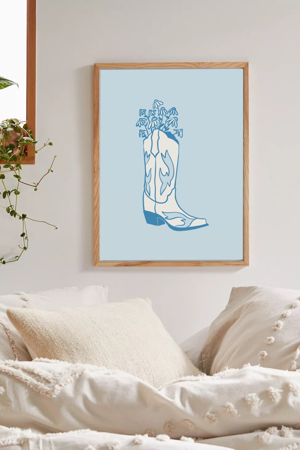 Western Boot Blue Printable Art Blue Texas Wall Art Trendy - Etsy