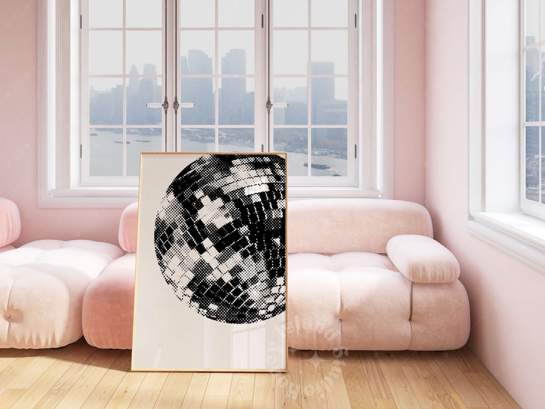 Disco Ball Print, Funky Prints, Groovy Posters, Dorm Room Decor, Black ...