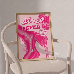 Disco Kicks, Disco Hot Pink Poster, Funky Disco Poster, Retro Disco ...