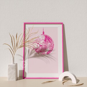 Disco Ball Pink Wall Art, Pink Disco Ball Poster, Pink Wall Decor, Hot ...