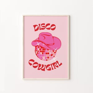 Disco Cowgirl Pink, Disco Ball, Retro Cowboy Hat Printable Wall Art ...
