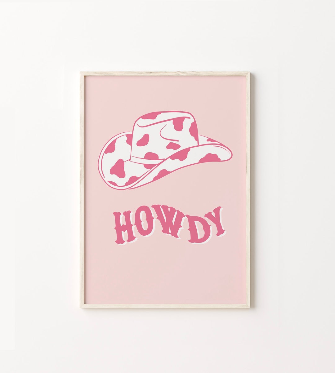 Pink Western Wall Art, Hat Print, Cow Print, Texas Printable Art, Girly ...