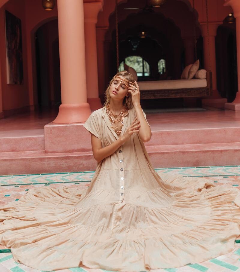 AISHA NECKLACE Hand Made 24k, Gold Initial Necklace, 24K Gold Plated ...