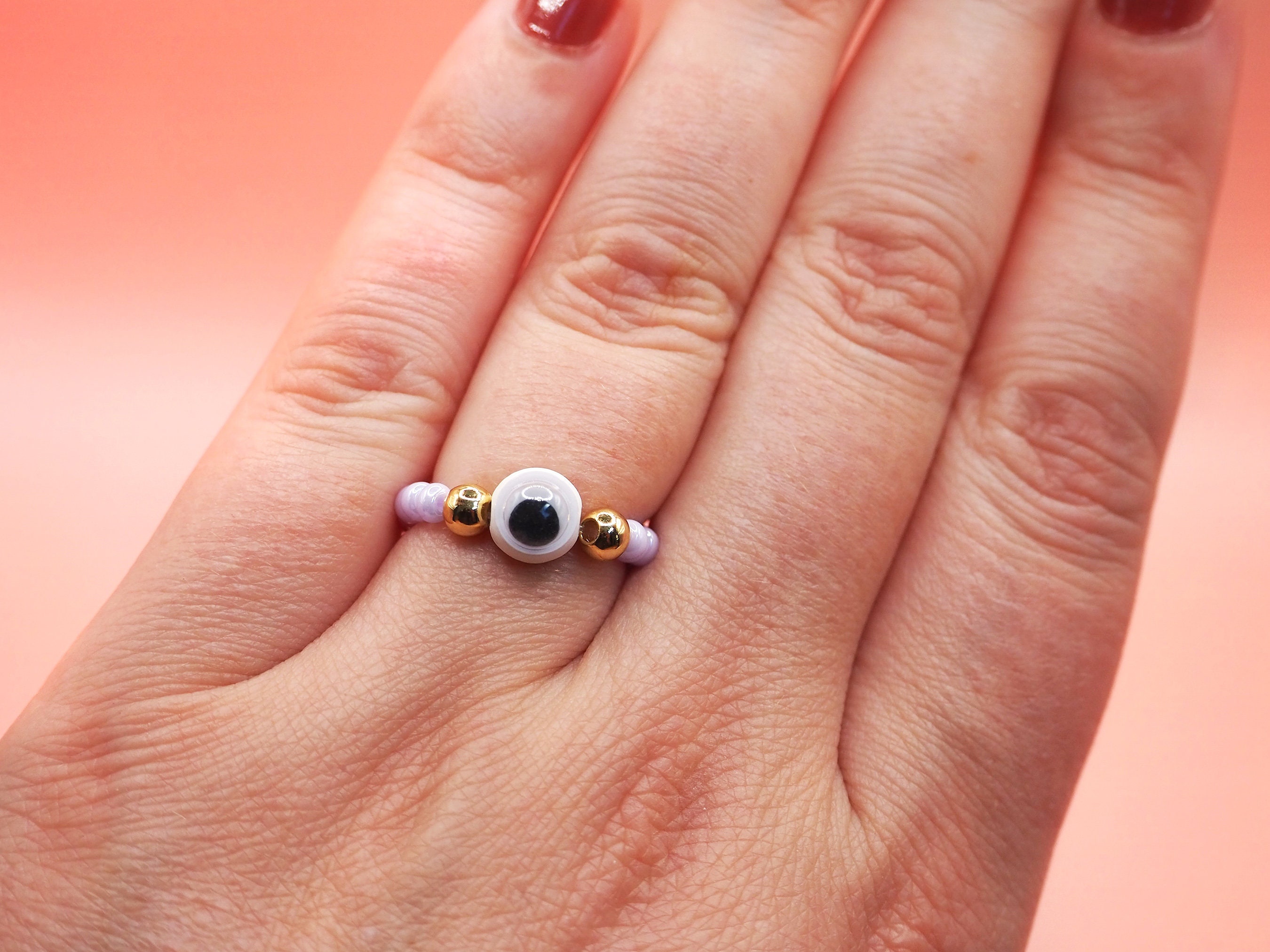 Custom Beaded Googly Eye Ring - Etsy