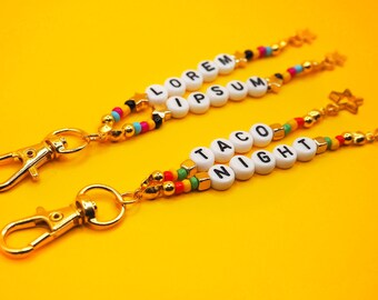 Letter Bead Keychain - Etsy