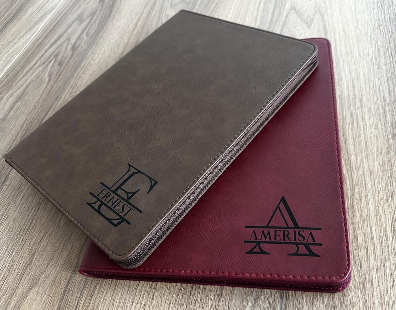 Engraved Business Portfolio, Personalized Leather Zipper Portfolio ...