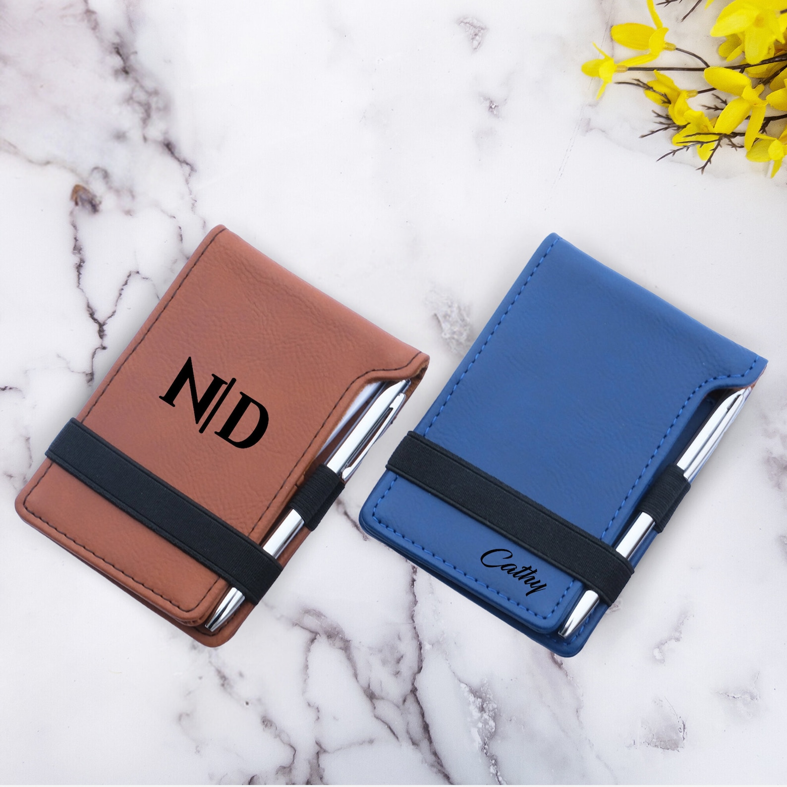 Custom Pocket Notepad With Pen, Personalized Leather Mini Notepad With ...