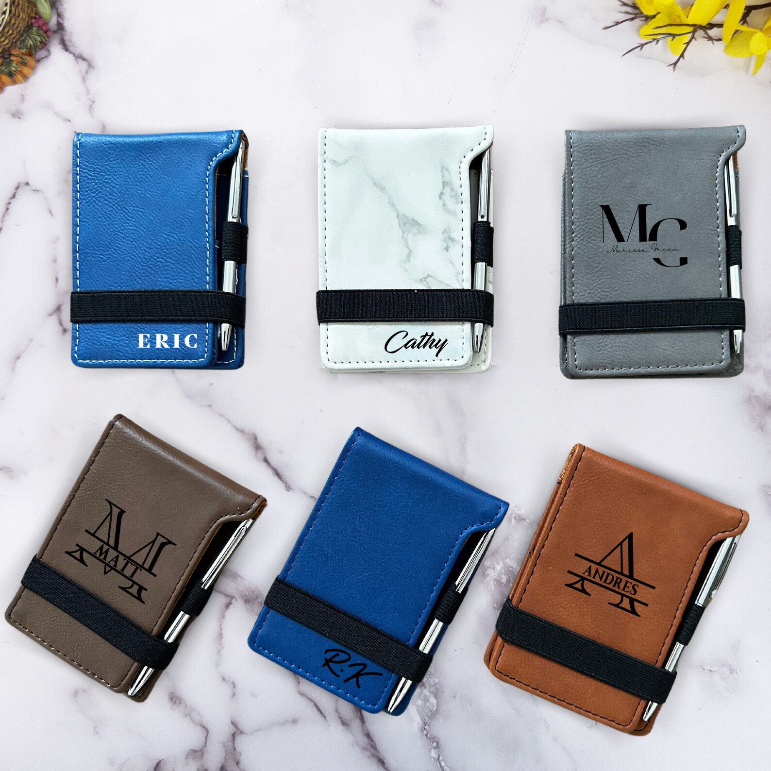 Custom Pocket Notepad With Pen, Personalized Leather Mini Notepad With ...